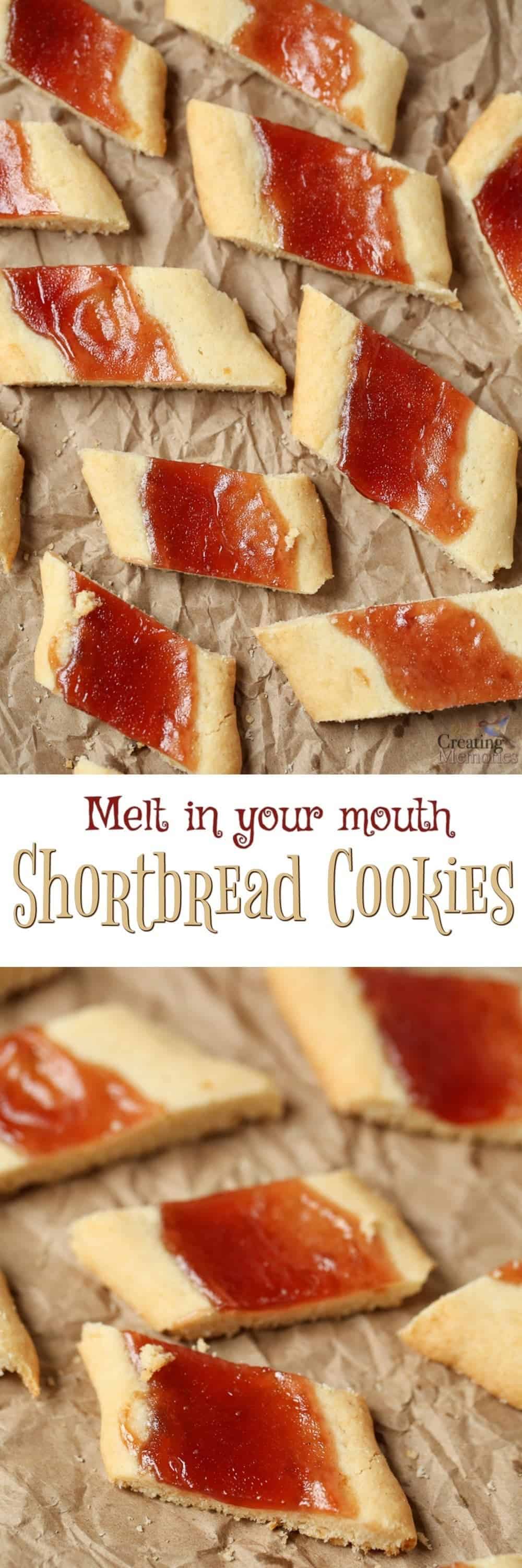 Melt in your Mouth Shortbread Cookies Log with Jam center