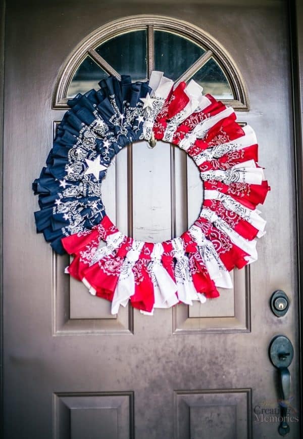 The Easiest Patriotic Bandana Wreath Tutorial with Video instructions