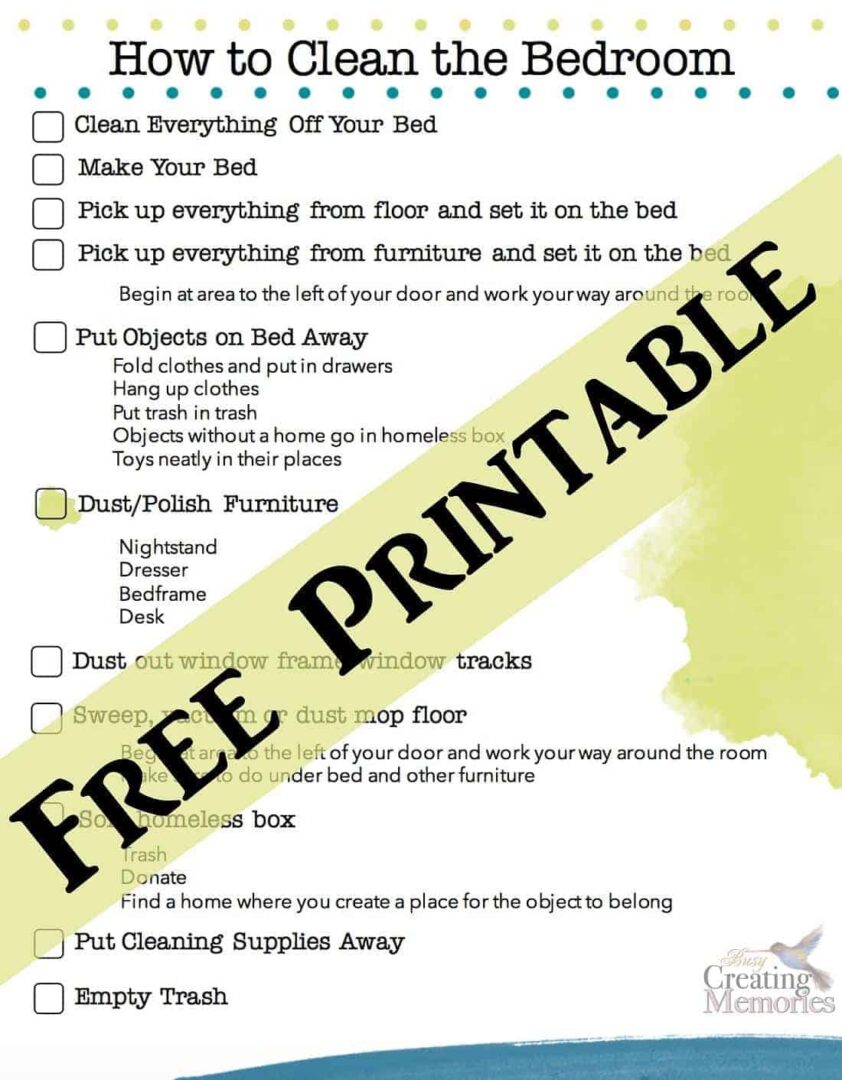 Teach Kids to Have a Clean Room + Bedroom Cleaning Printable