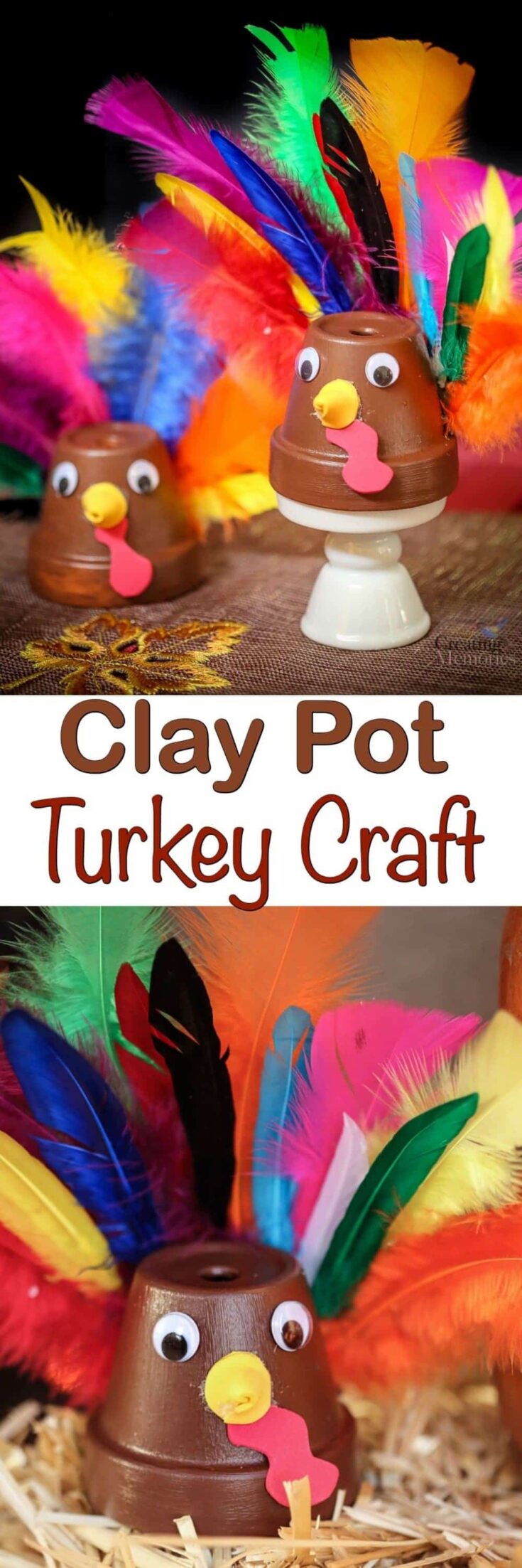 DIY Clay Pot Turkey Craft for kids, Great Last minute Thanksgiving Craft