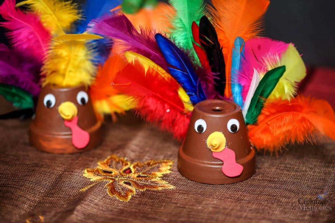 DIY Clay Pot Turkey Craft for kids, Great Last minute Thanksgiving Craft