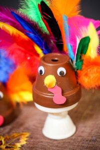 DIY Clay Pot Turkey Craft for kids, Great Last minute Thanksgiving Craft