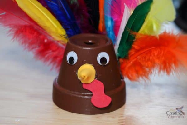 DIY Clay Pot Turkey Craft for kids, Great Last minute Thanksgiving Craft