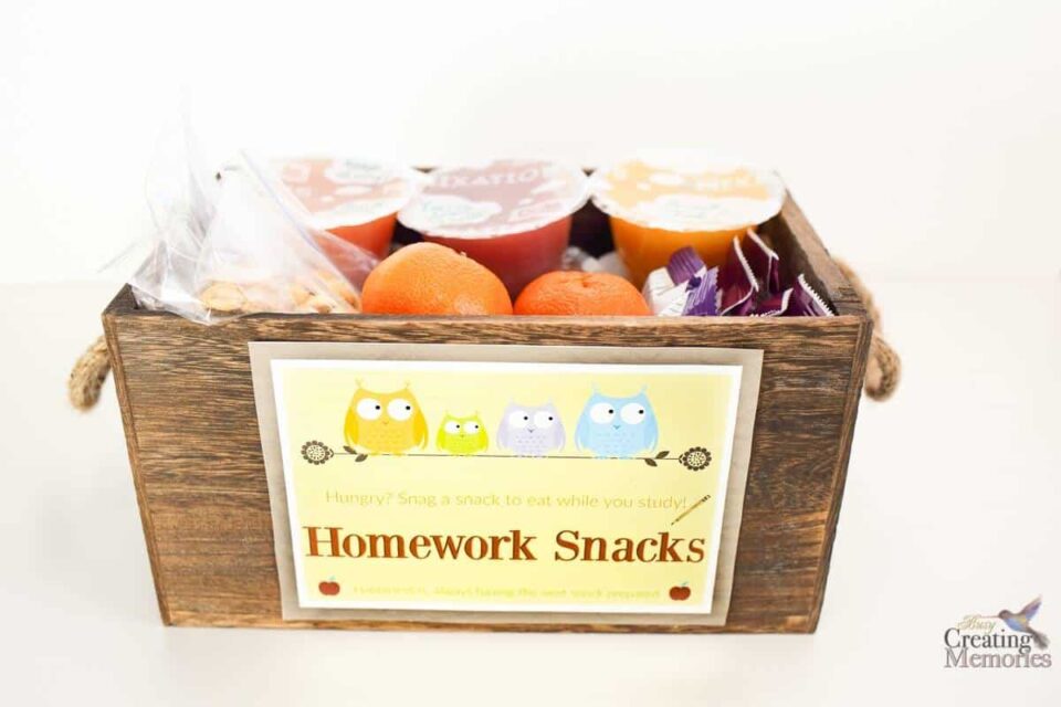 DIY Homework Snack Station + Printable featuring DOLE Mixations