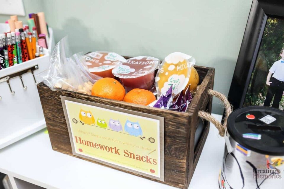 DIY Homework Snack Station + Printable featuring DOLE Mixations