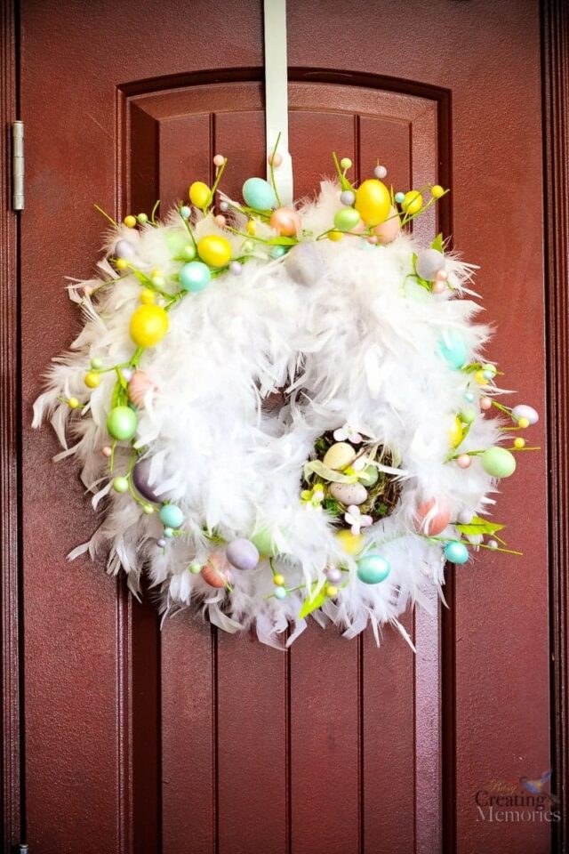 Stunning Chic DIY Feather Easter Wreath in only 30 minutes
