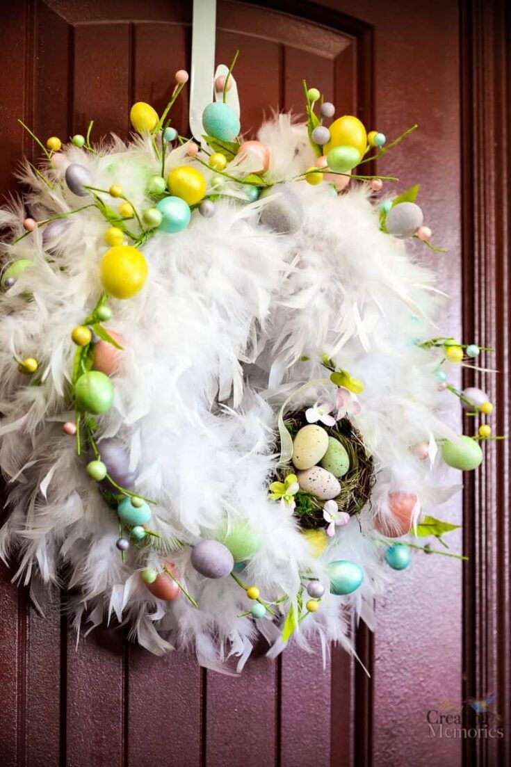 Stunning Chic DIY Feather Easter Wreath in only 30 minutes