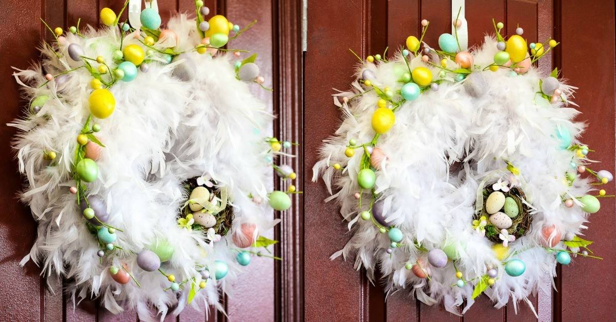 Stunning Chic DIY Feather Easter Wreath in only 30 minutes
