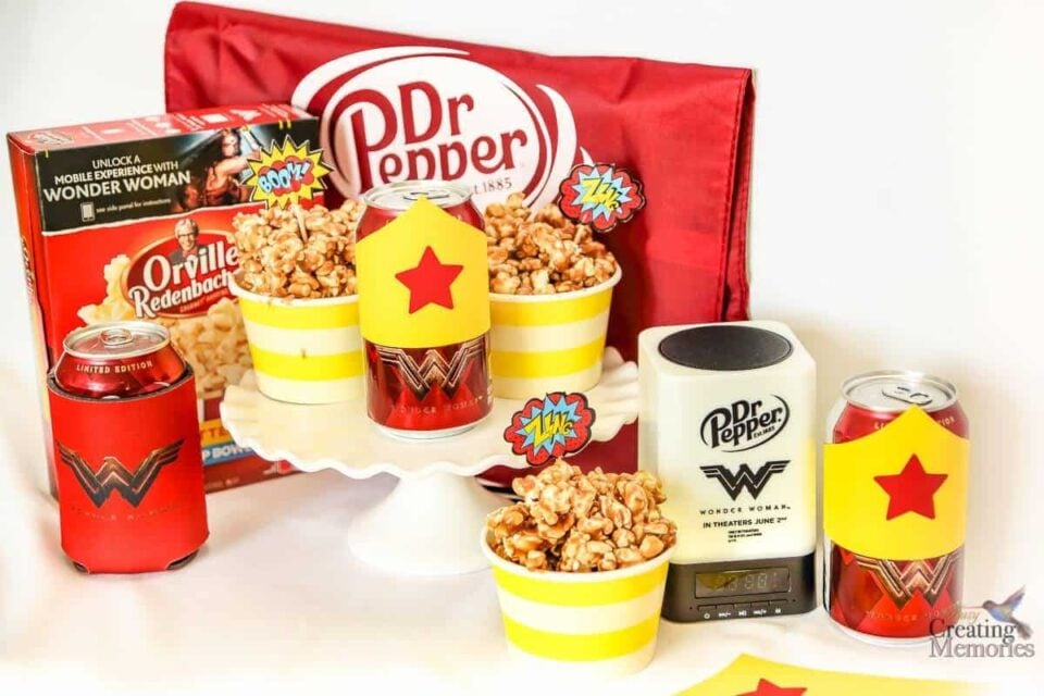 Dr Pepper Caramel Popcorn + Wonder Woman Inspired Bottle Wrapper