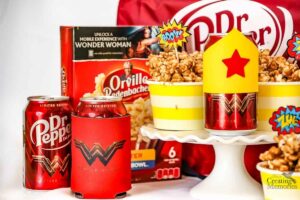 Dr Pepper Caramel Popcorn + Wonder Woman Inspired Bottle Wrapper