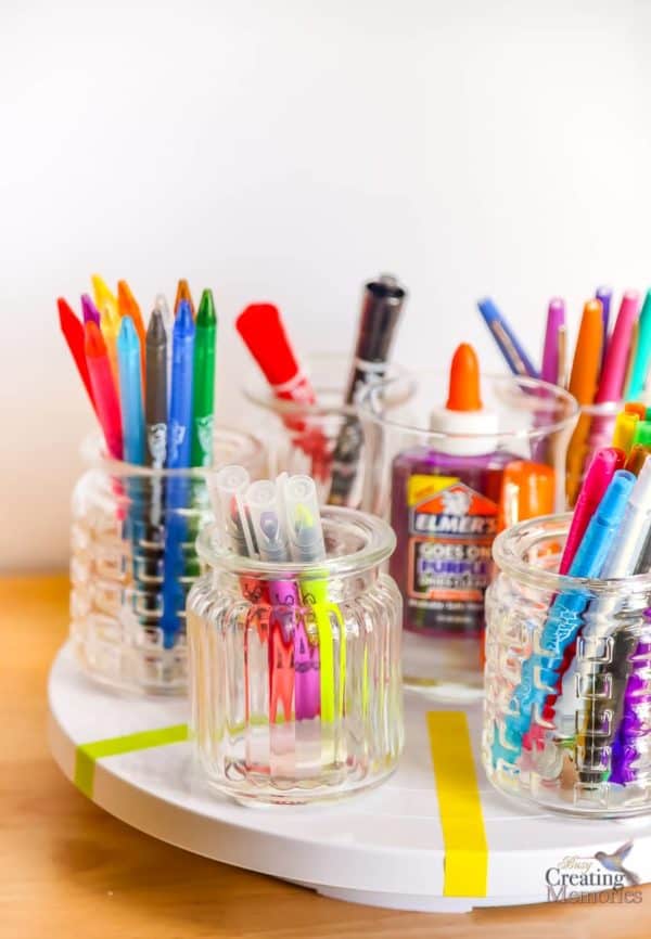 DIY Rotating Desk Organizer for an Easy Homework Station