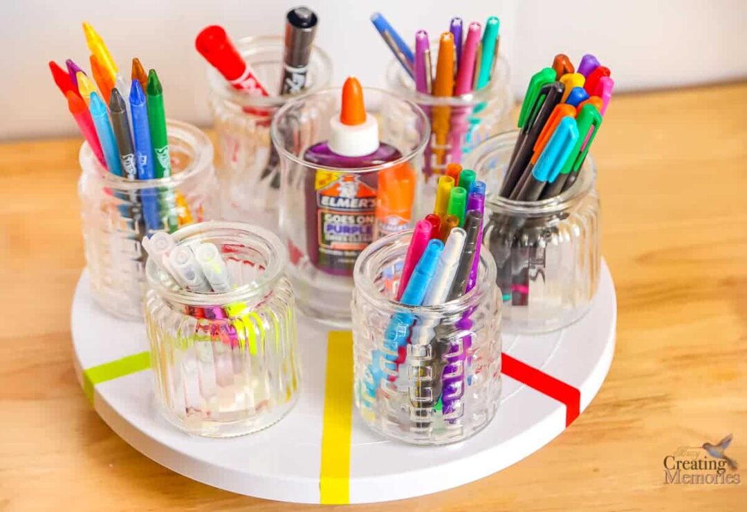 DIY Rotating Desk Organizer for an Easy Homework Station