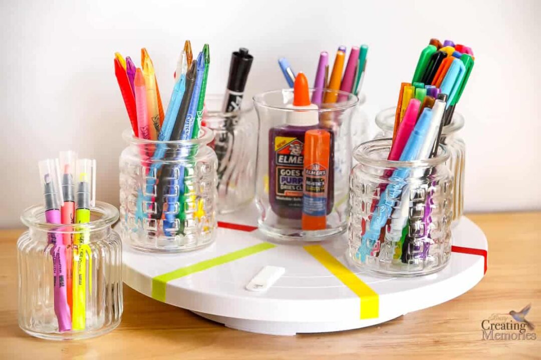 DIY Rotating Desk Organizer for an Easy Homework Station