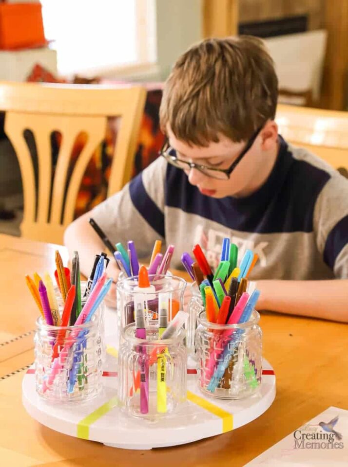DIY Rotating Desk Organizer for an Easy Homework Station