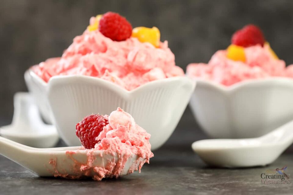 Peach & Raspberry Fluff Recipe Best Jello Fruit salad for a social dinner