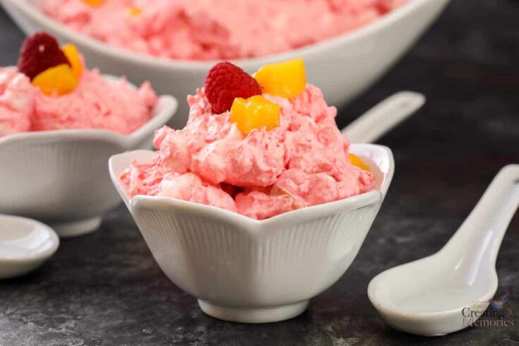 Peach & Raspberry Fluff Recipe Best Jello Fruit salad for a social dinner