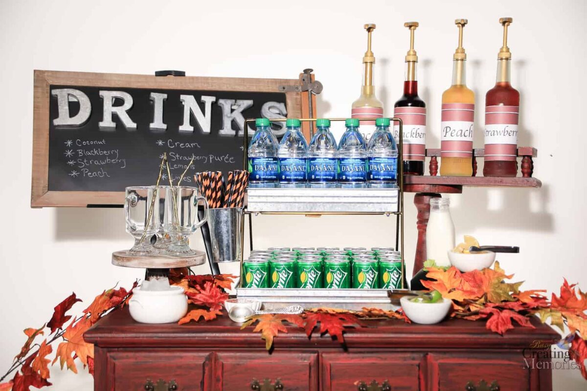 Easy DIY Holiday Drink Station Soda Bar Tablescape