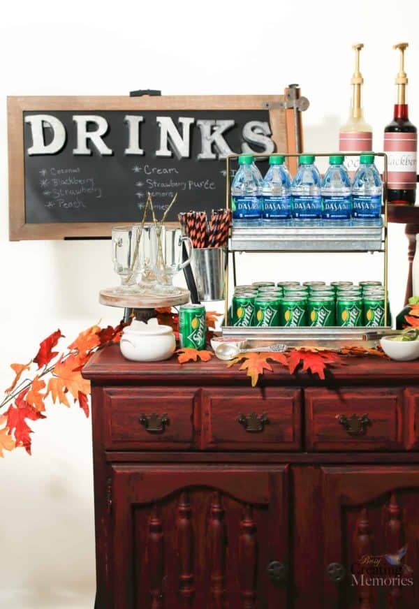 Easy DIY Holiday Drink Station Soda Bar Tablescape