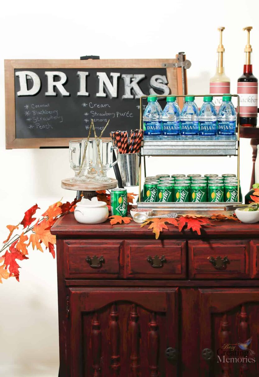 Easy DIY Holiday Drink Station Soda Bar Tablescape