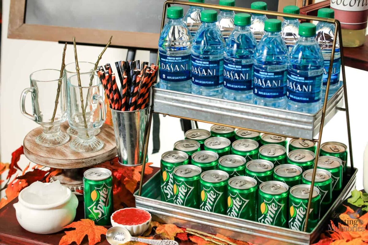 Easy DIY Holiday Drink Station Soda Bar Tablescape