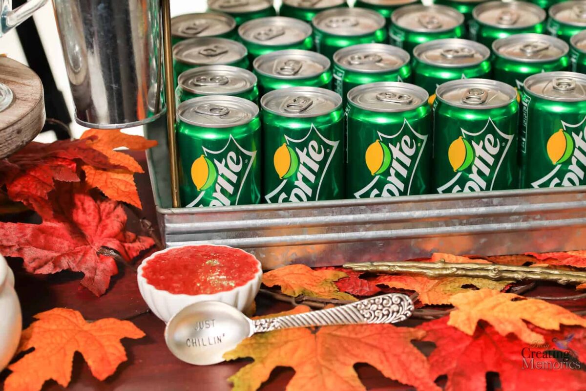 Easy DIY Holiday Drink Station Soda Bar Tablescape