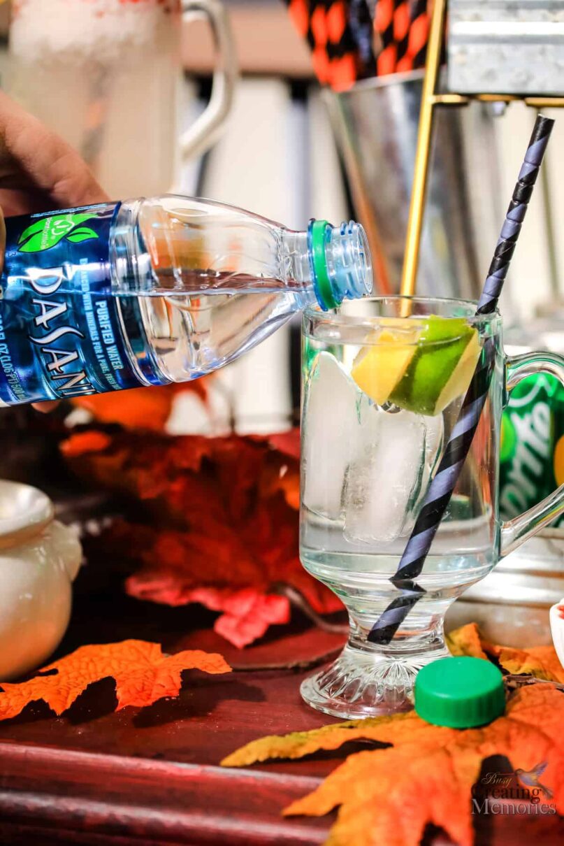 Easy DIY Holiday Drink Station Soda Bar Tablescape