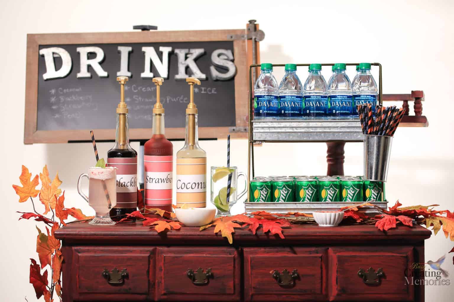 Easy DIY Holiday Drink Station Soda Bar Tablescape