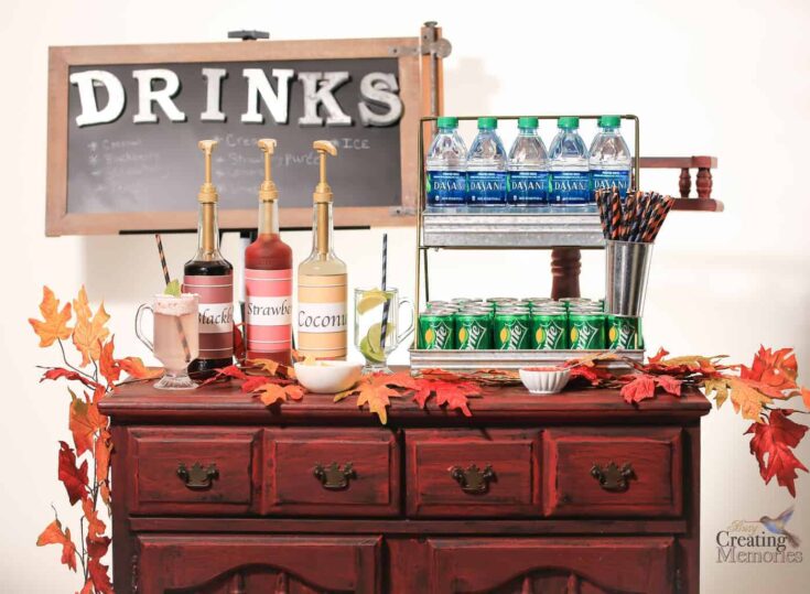 Easy DIY Holiday Drink Station Soda Bar Tablescape